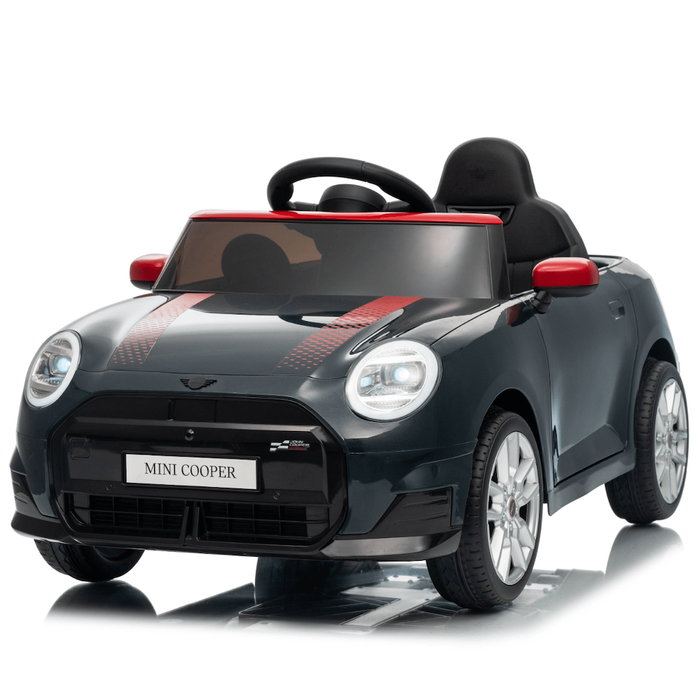 Mini Cooper S kinderauto 12V zwart met afstandsbediening | Ridecars.nl